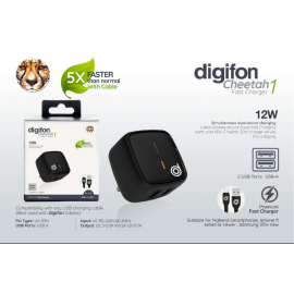 Cheetah 1 Dual USB-A Ports Charger with Type C Cable (12W) W